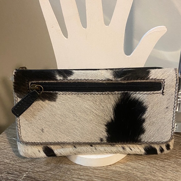 Myra Bag | Bags | Myra Bag Black And White Cowhide Long Wallet Mer 24 ...